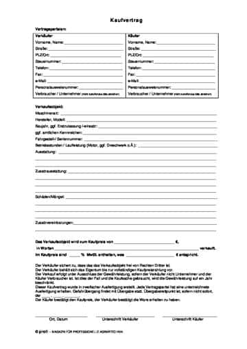 Musterkaufvertrag zum Download | profi